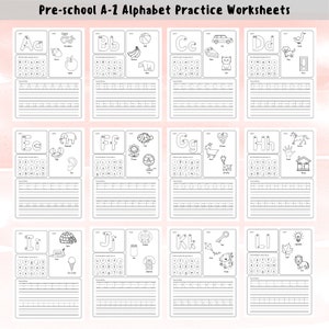 Preschool A-Z Upper & Lowercase Alphabet Practice Worksheets, Toddlers ...