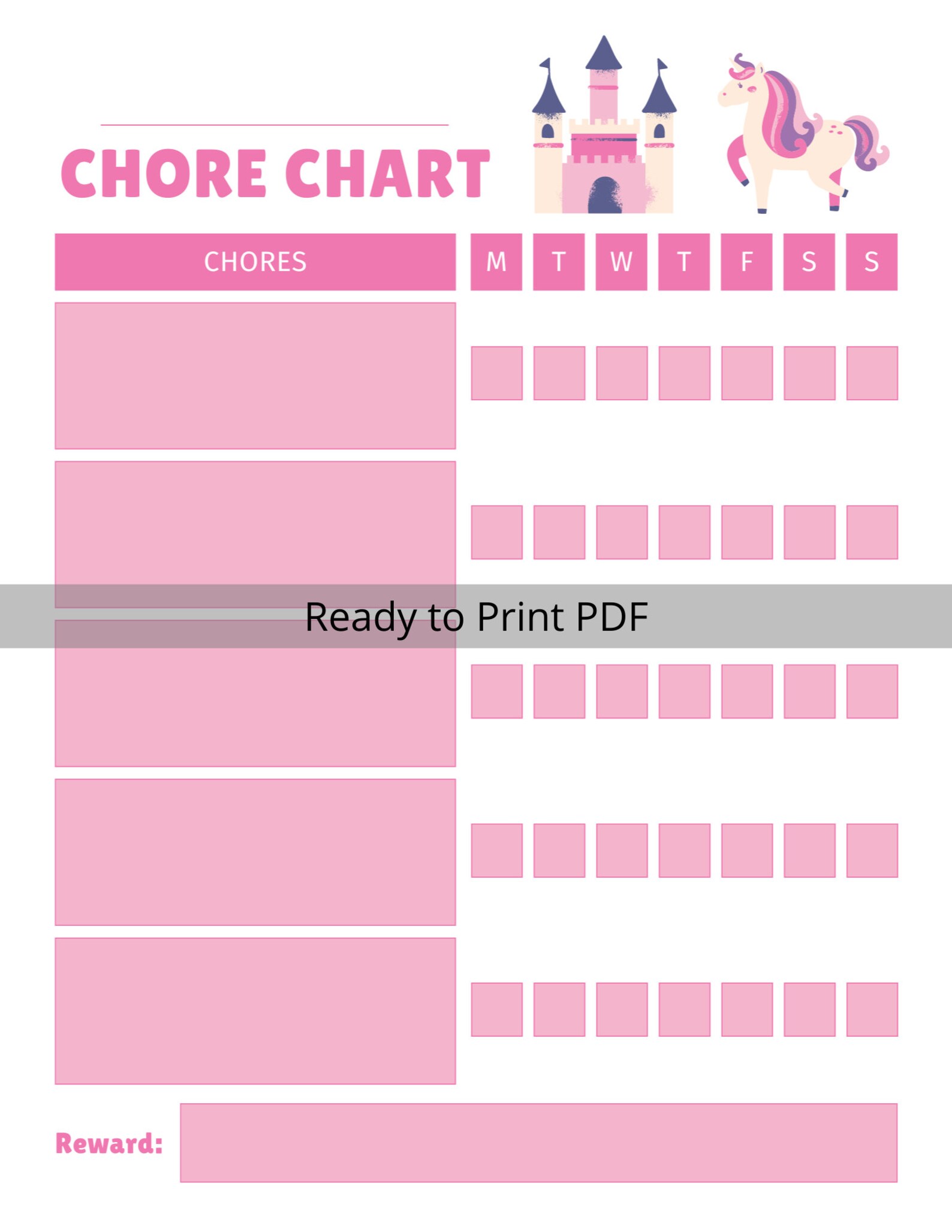 EDITABLE Kids Chore Chart - Unicorn | Toddler Chore Chart | Girls Chore ...