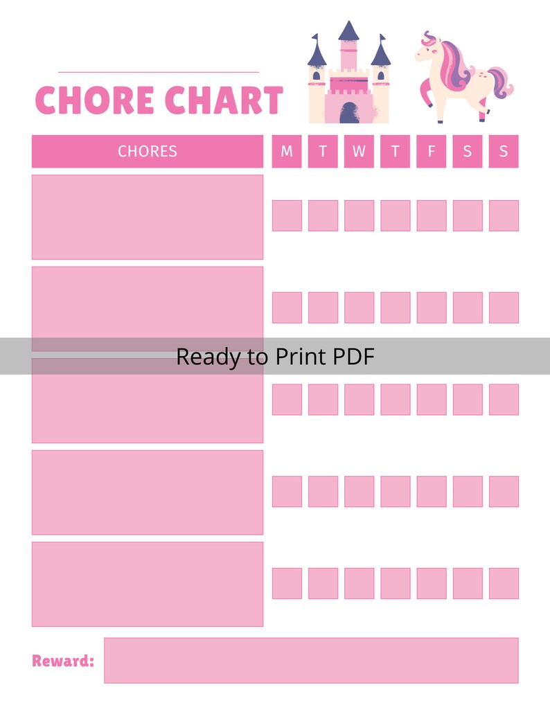 EDITABLE Kids Chore Chart - Unicorn | Toddler Chore Chart | Girls Chore ...