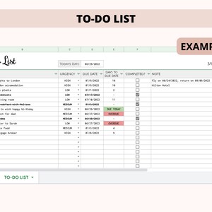 To Do List Google Sheets | Task Planner | Editable to Do List With Due ...