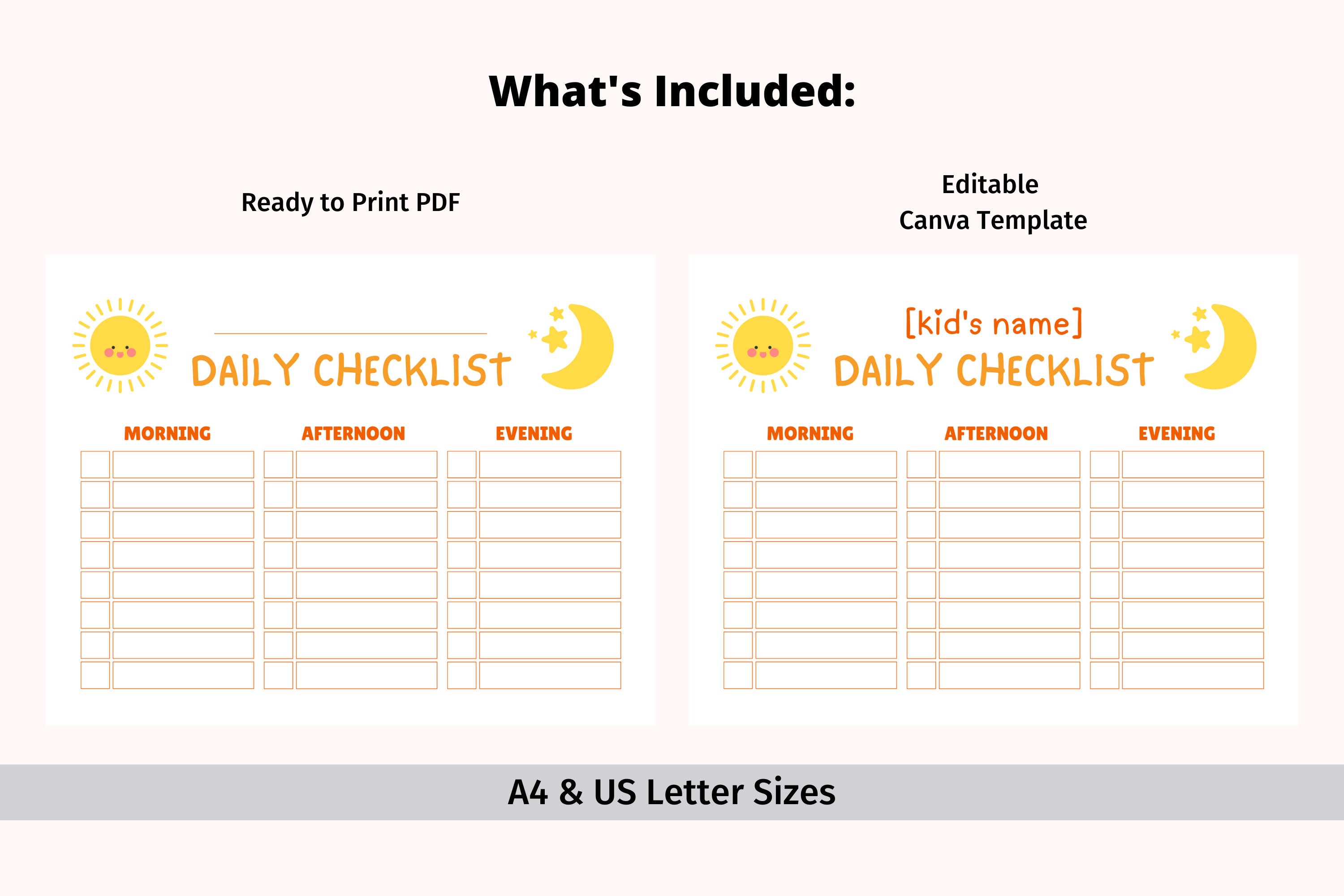 EDITABLE Kids Daily Checklist | Kids Routine Checklist | Daily Routine ...