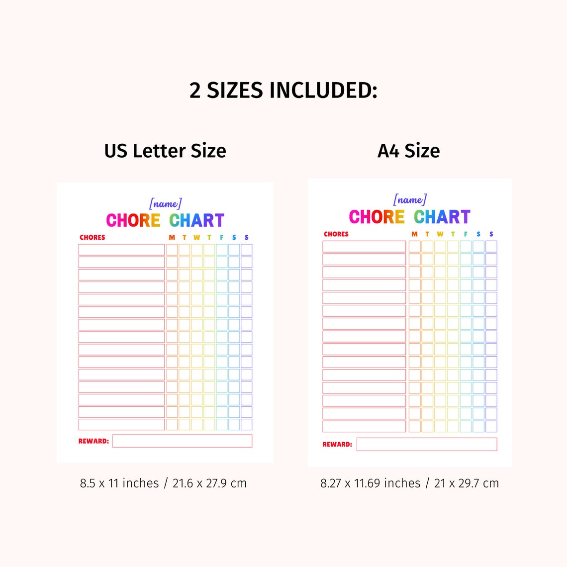 EDITABLE Kids Daily Chore Chart - Rainbow | Kids Reward Chore Chart ...
