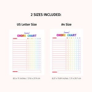 EDITABLE Kids Daily Chore Chart - Rainbow | Kids Reward Chore Chart ...