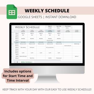 Weekly Schedule Google Sheets | Daily Schedule | Digital Weekly ...