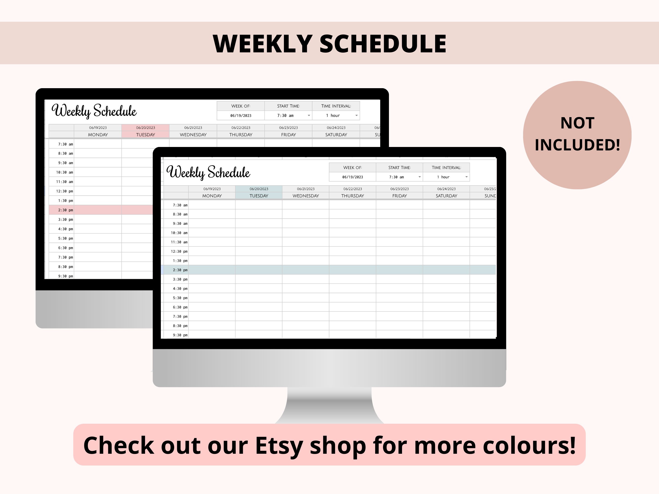 Weekly Schedule Google Sheets Daily Schedule Digital Weekly Schedule ...