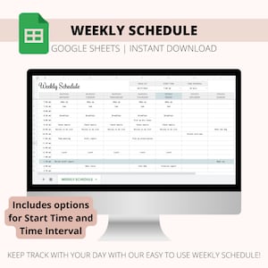 Weekly Schedule Google Sheets | Daily Schedule | Digital Weekly ...