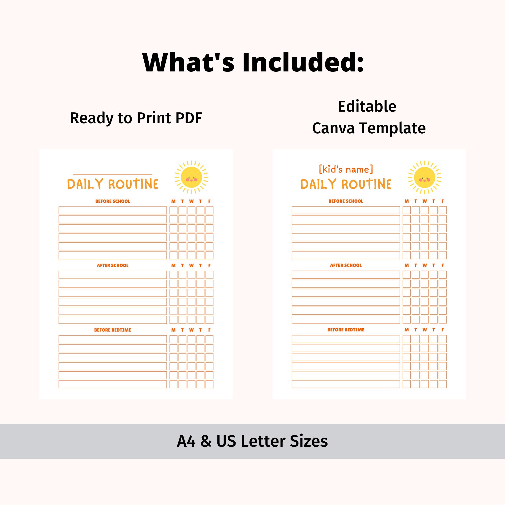 EDITABLE Kids Daily Checklist | Kids Routine Checklist | Daily Routine ...