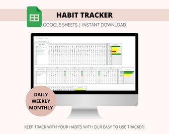 Habit Tracker Spreadsheet Digital Habit Tracker Google Sheet Habit ...