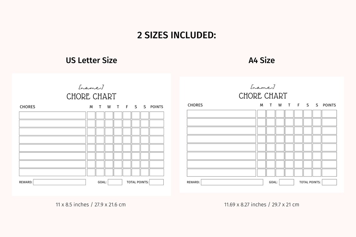 EDITABLE Daily Chore Chart With Reward Points System - Minimalist ...