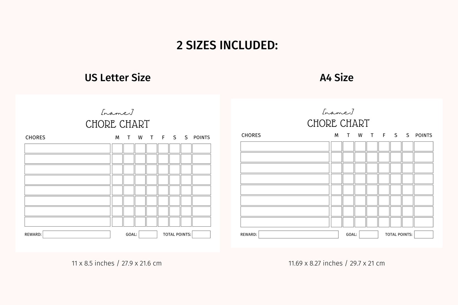 EDITABLE Daily Chore Chart With Reward Points System - Minimalist ...
