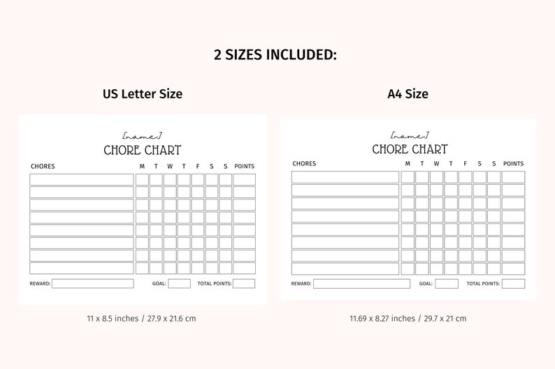EDITABLE Daily Chore Chart With Reward Points System - Minimalist ...