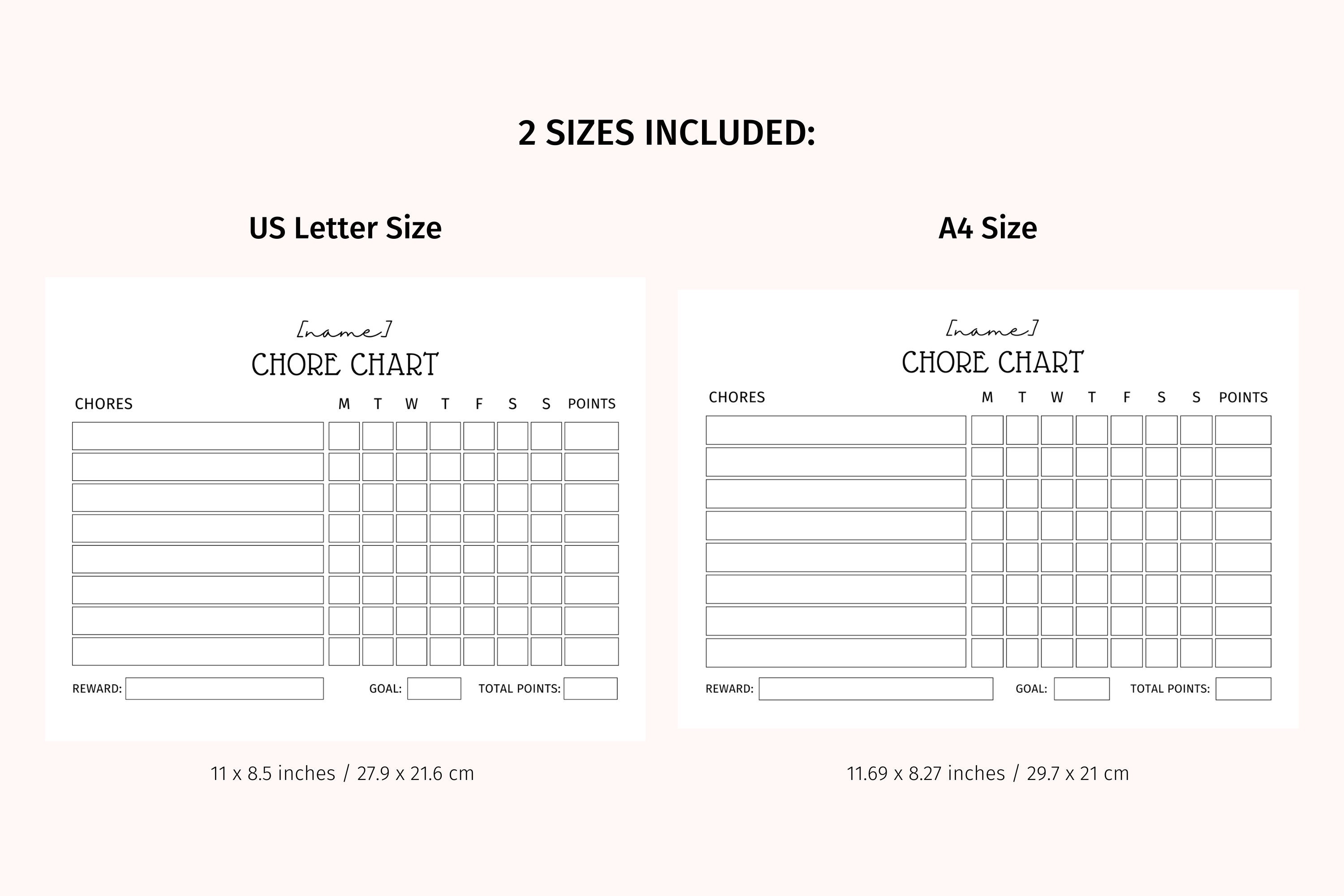 EDITABLE Daily Chore Chart With Reward Points System - Minimalist ...
