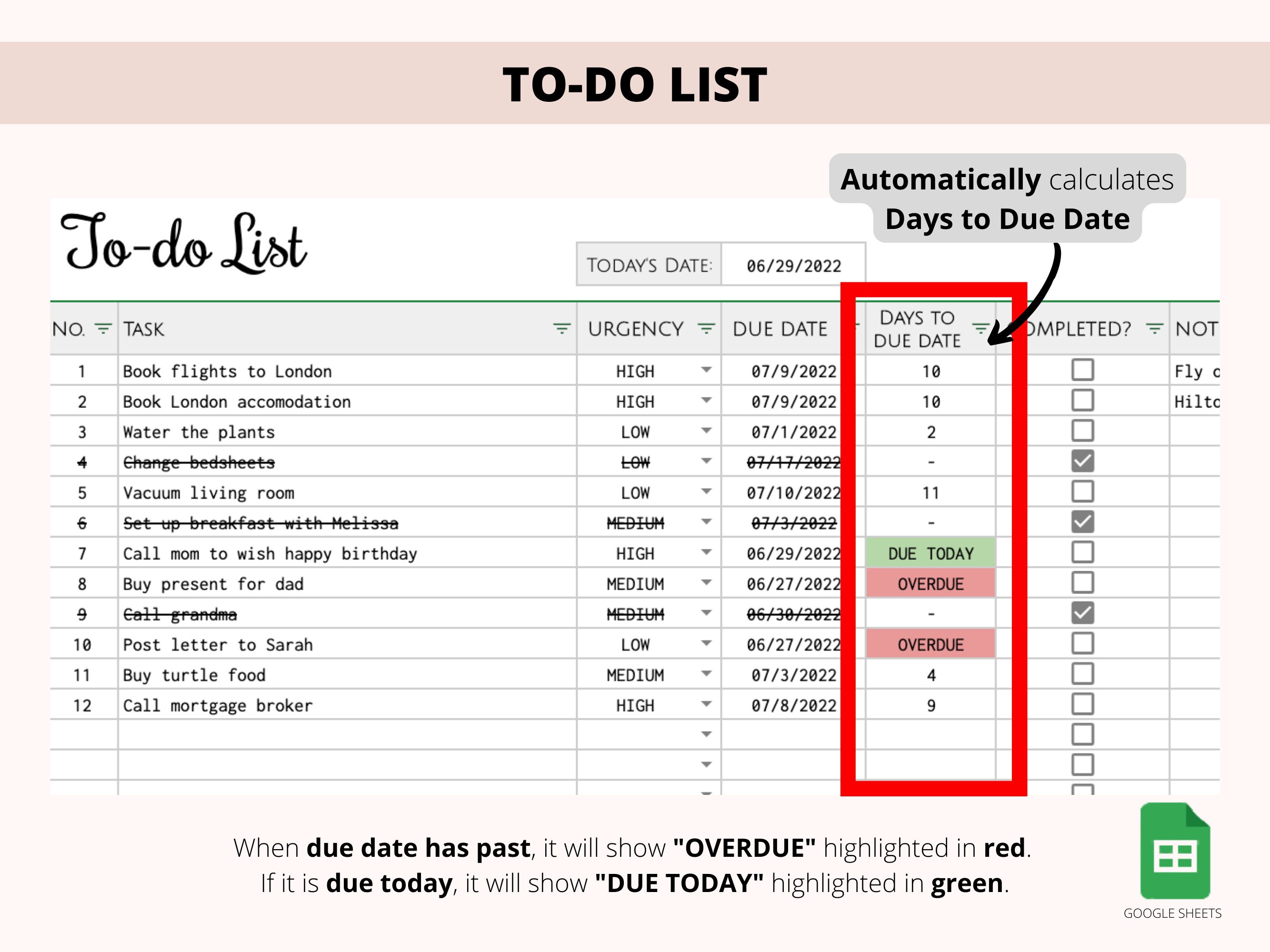 To Do List Google Sheets Task Planner Editable to Do List - Etsy