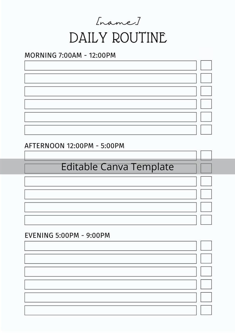 EDITABLE Daily Kids Routine Checklist | Kids Daily Checklist | Morning ...