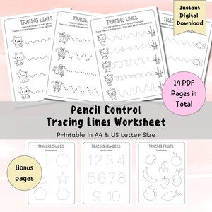 Preschool Line Tracing Worksheets for Toddlers, Pencil Control ...