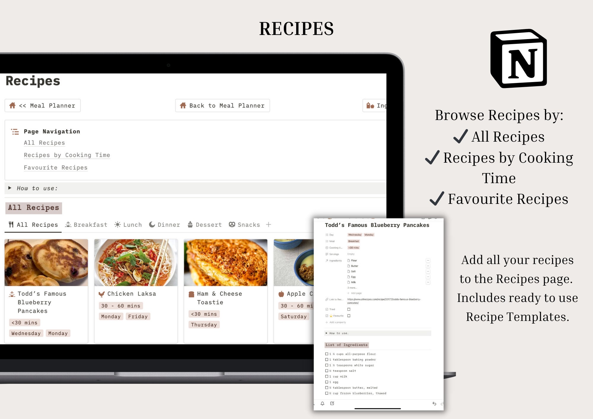 Notion Weekly Meal Planner Template, Notion Template, Meal Plan ...