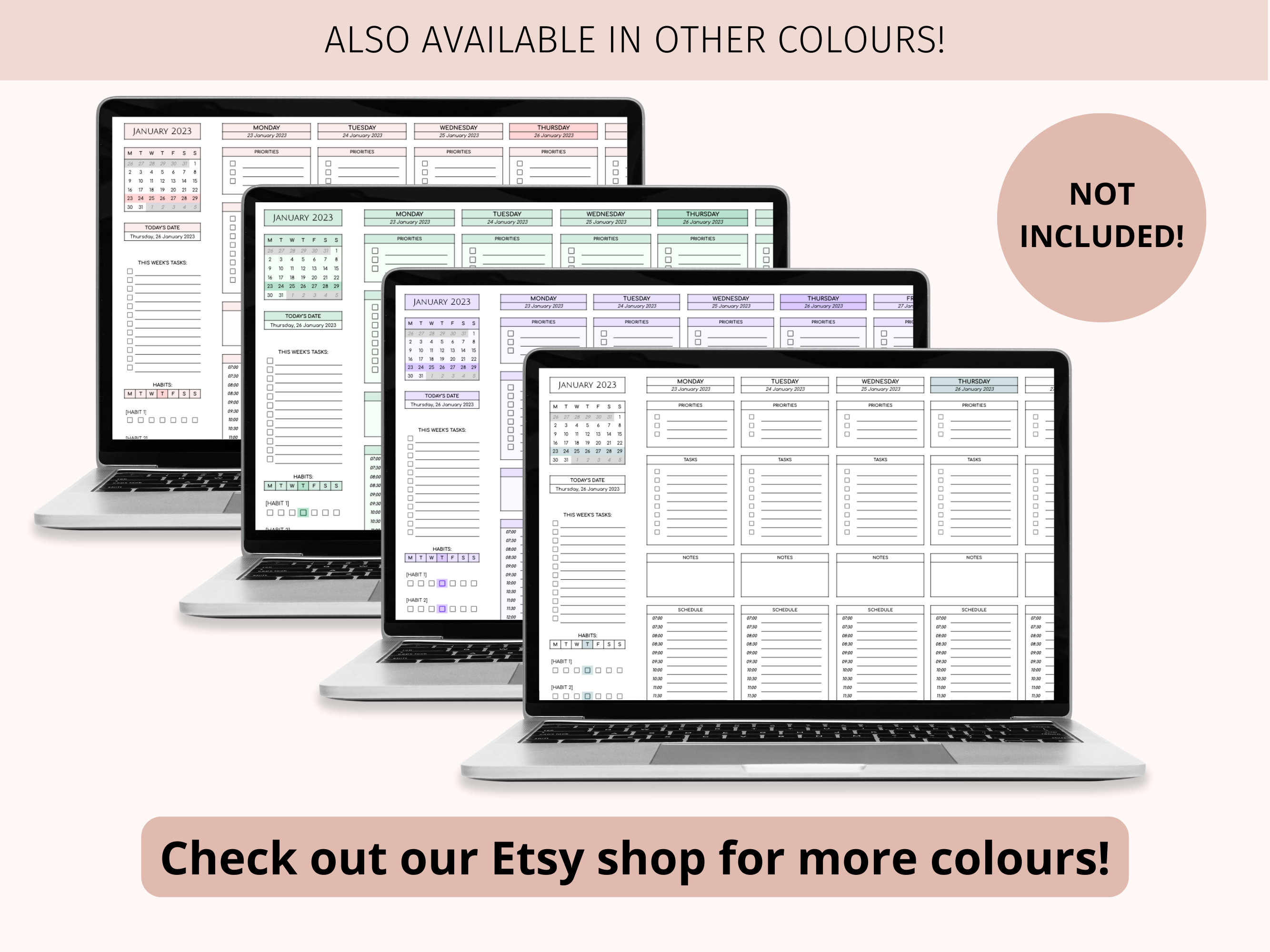 Monthly & Weekly Calendar Planner Google Sheets Spreadsheet | Automated ...