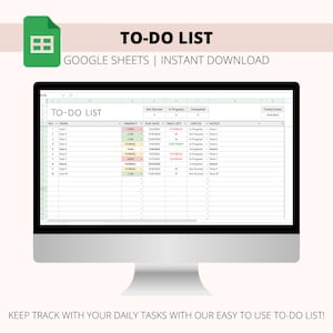 To Do List Google Sheets | Task Planner | Editable to Do List With Due ...