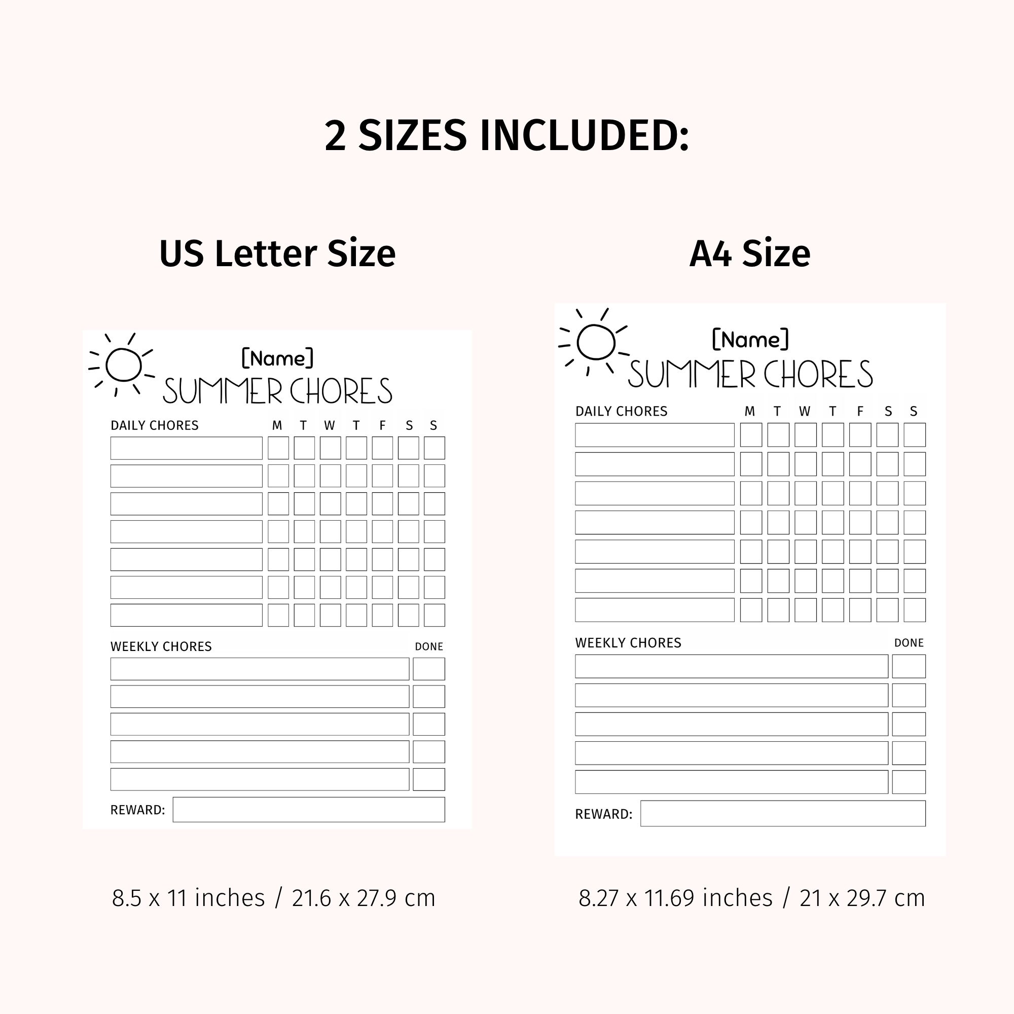 EDITABLE Summer Daily & Weekly Chore Chart - Minimalist | Simple Reward ...