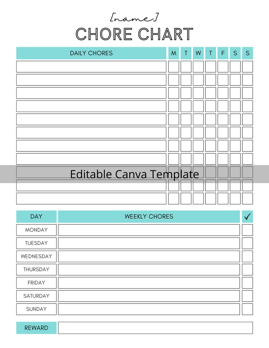 EDITABLE Daily & Weekly Chore Chart for Teens | Kids Chore Chart ...