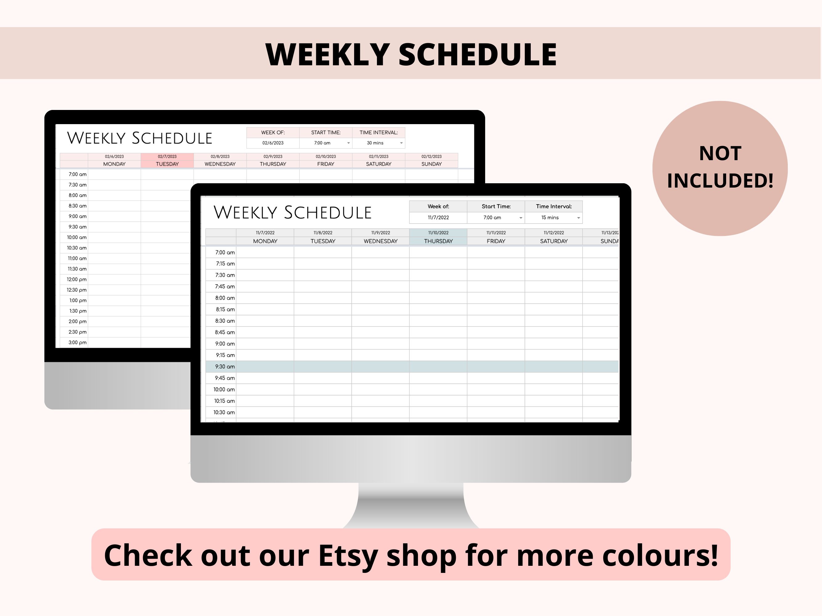 Weekly Schedule Google Sheets Daily Schedule Digital Weekly Schedule ...