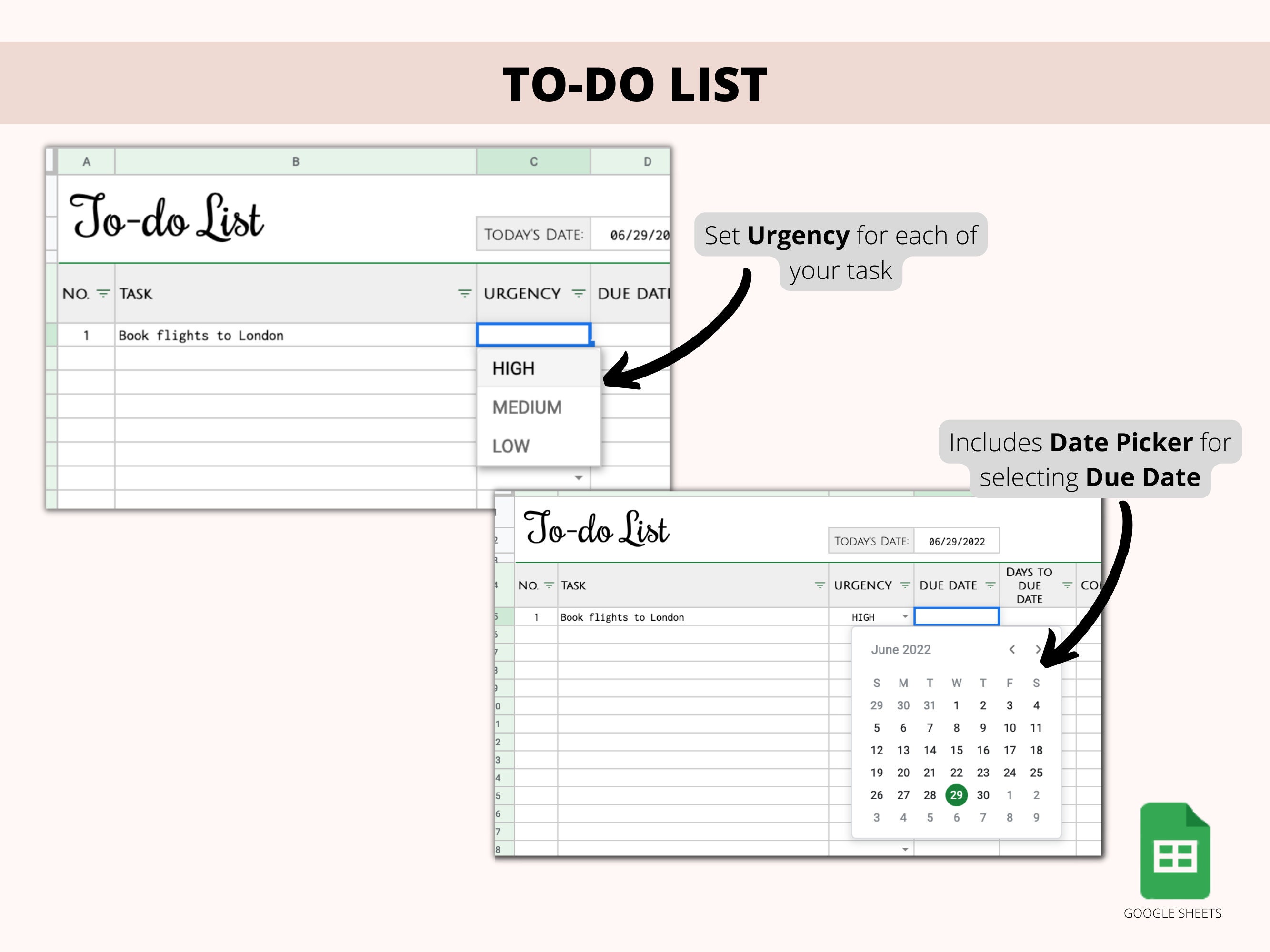 To Do List Google Sheets Task Planner Editable to Do List - Etsy