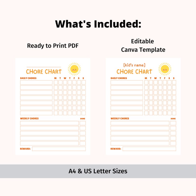 EDITABLE Kids Daily & Weekly Chore Chart | Kids Reward Chore Chart ...