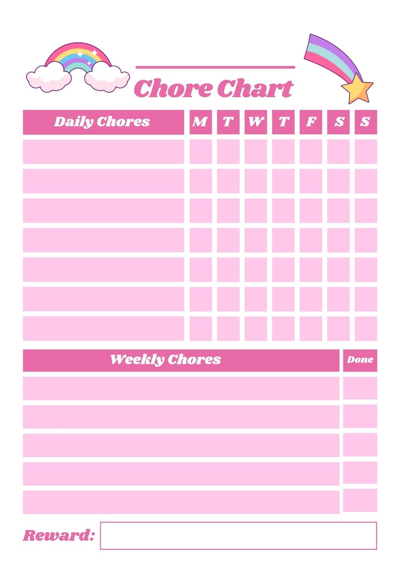 EDITABLE Kids Daily & Weekly Chore Chart - Rainbow | Kids Checklist ...