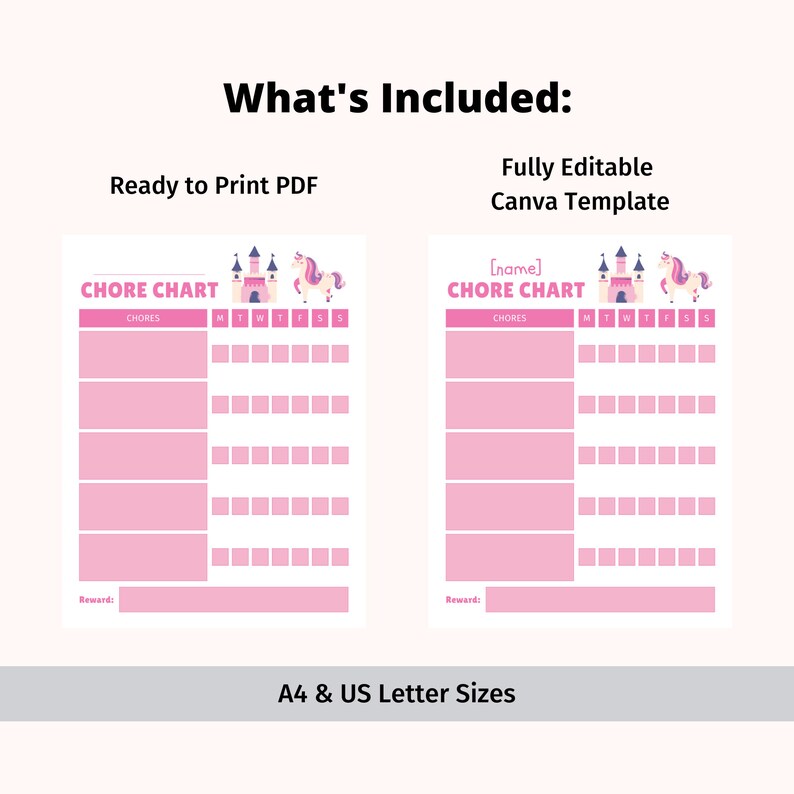 EDITABLE Kids Chore Chart - Unicorn | Toddler Chore Chart | Girls Chore ...