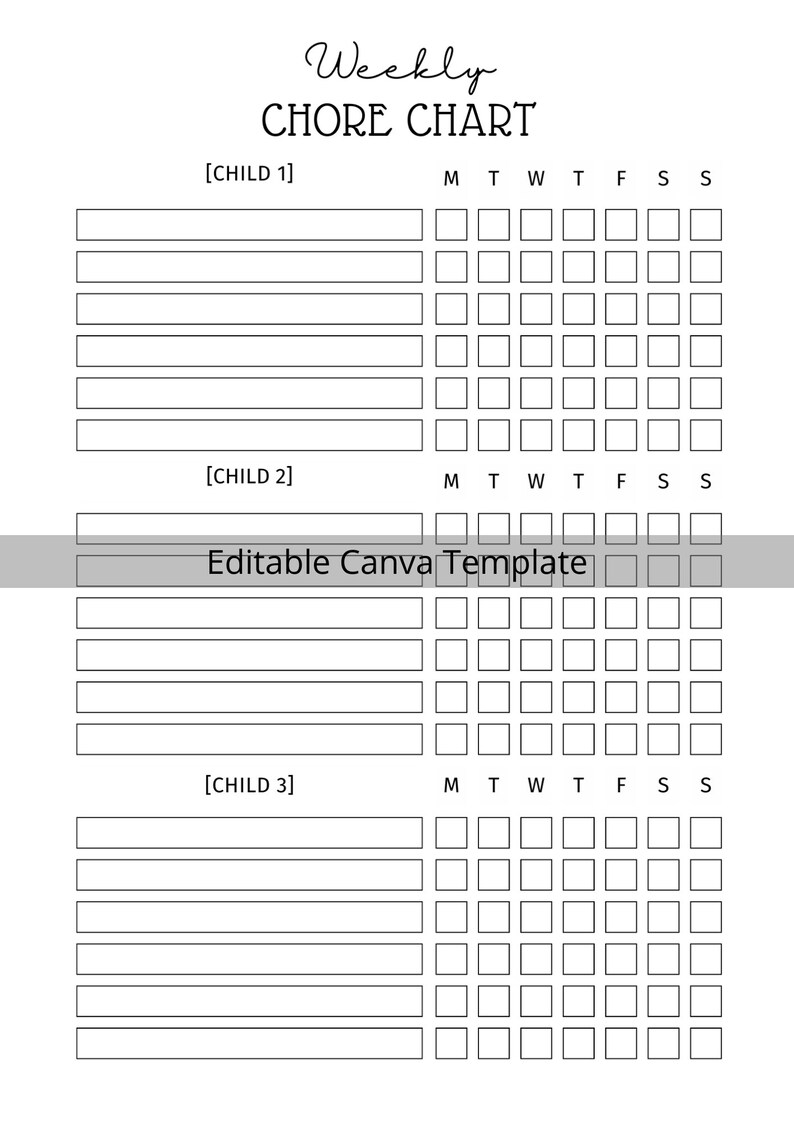 EDITABLE Multiple Kids Weekly Chore Chart - Minimalist | 2 Kids and 3 ...