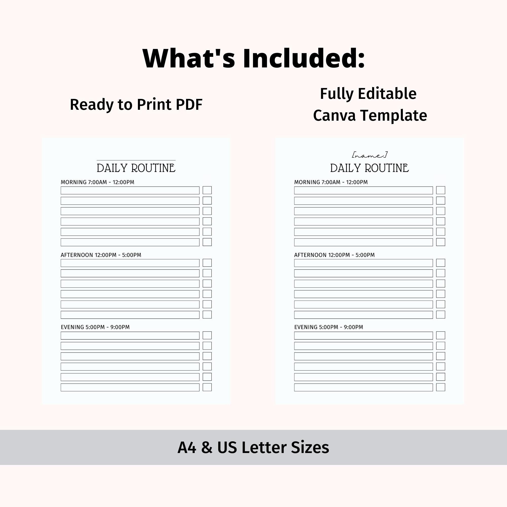 EDITABLE Daily Kids Routine Checklist | Kids Daily Checklist | Morning ...