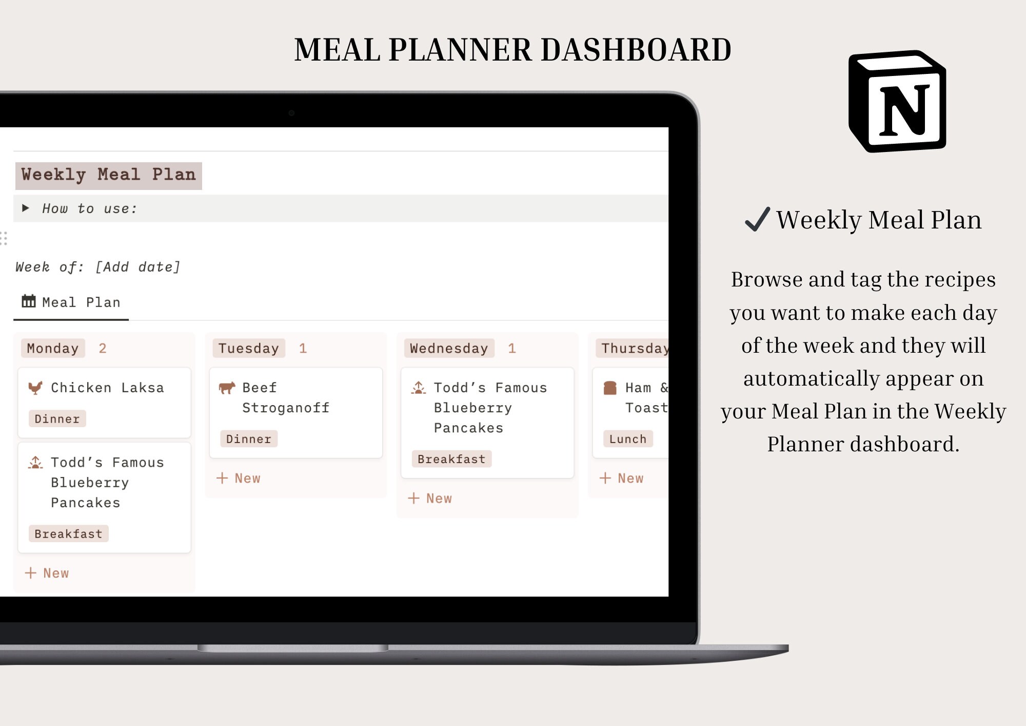 Notion Weekly Meal Planner Template, Notion Template, Meal Plan ...