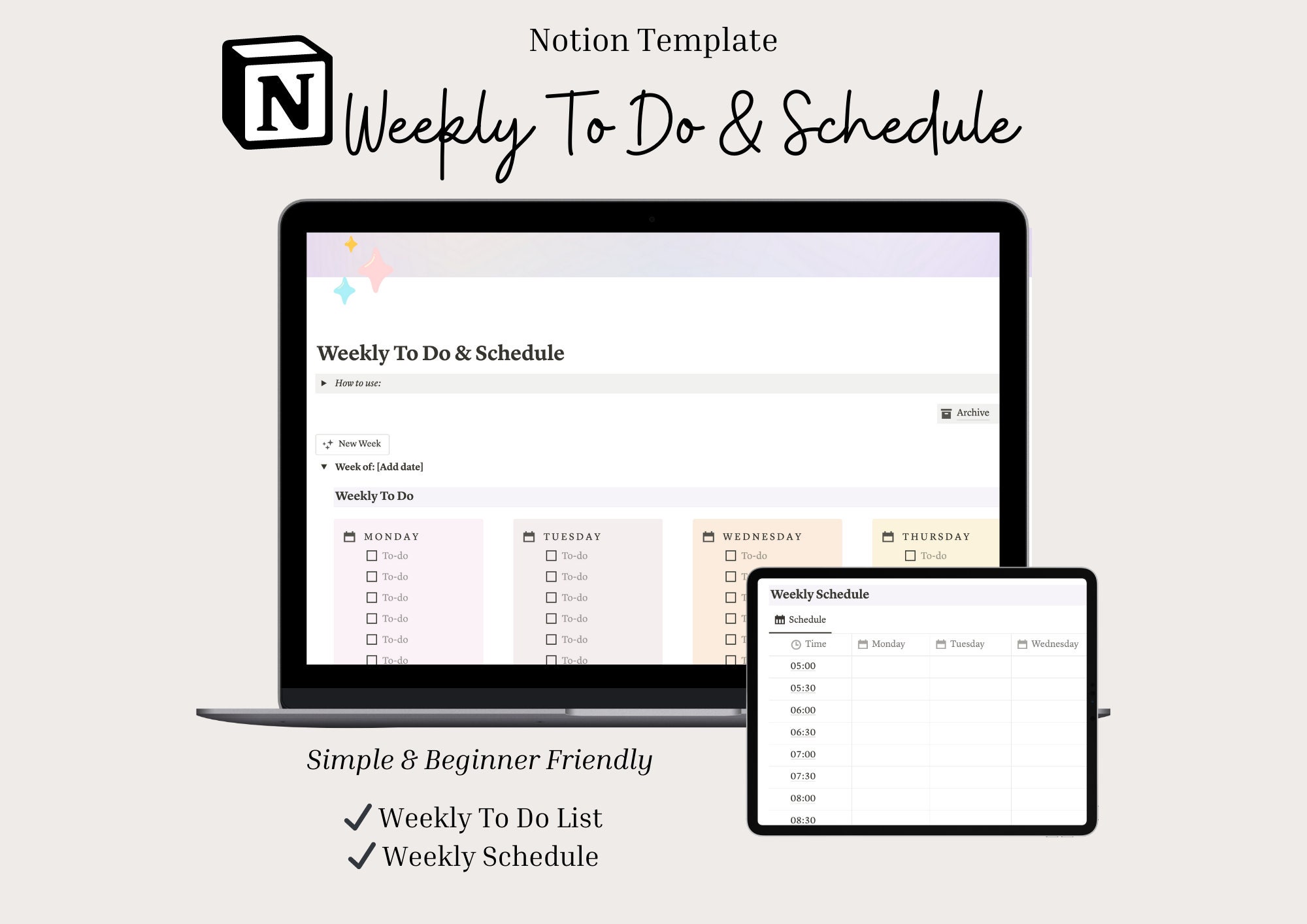 Notion Weekly Planner Template, Weekly to Do List, Weekly Schedule ...