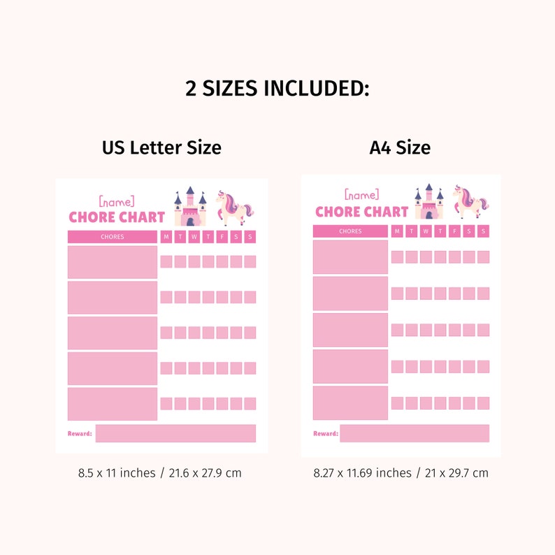 EDITABLE Kids Chore Chart - Unicorn | Toddler Chore Chart | Girls Chore ...