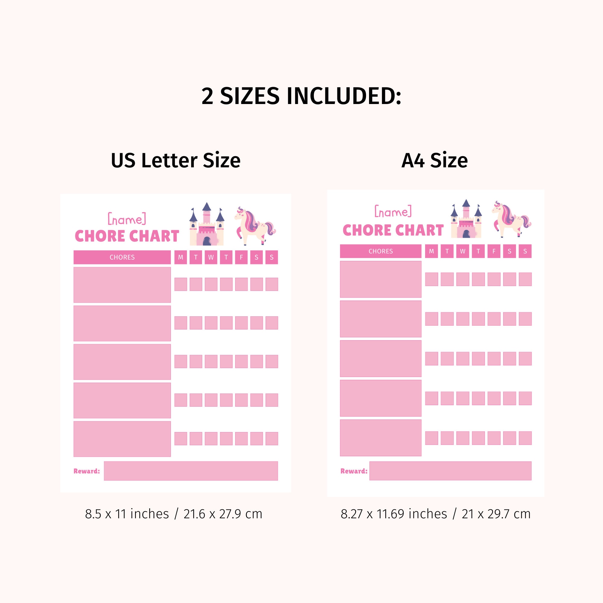 EDITABLE Kids Chore Chart - Unicorn | Toddler Chore Chart | Girls Chore ...