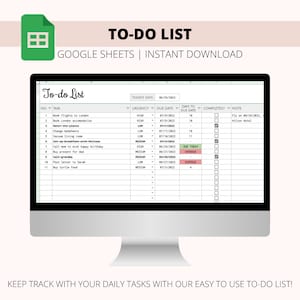 To Do List Google Sheets | Task Planner | Editable to Do List With Due ...