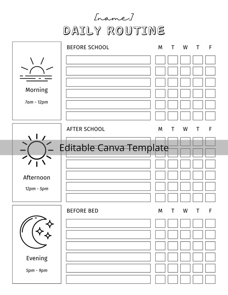 EDITABLE Kids Daily Checklist | Kids Routine Checklist | Daily Routine ...