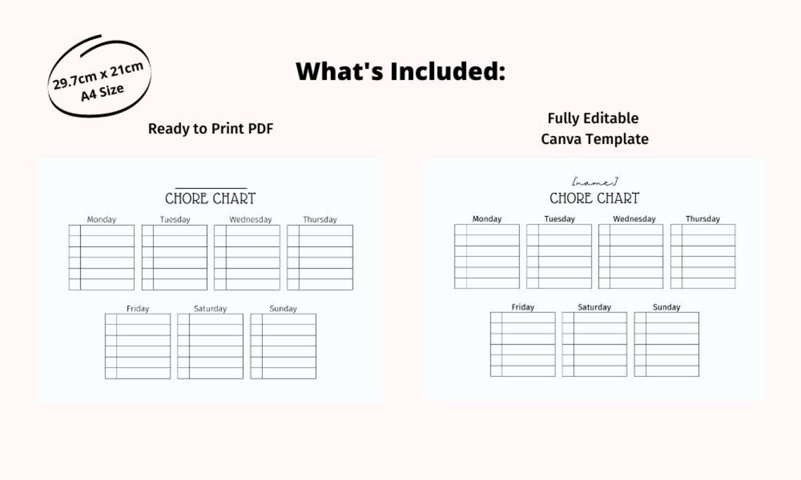 EDITABLE Daily Chore Chart Checklist Minimalist Daily | Etsy