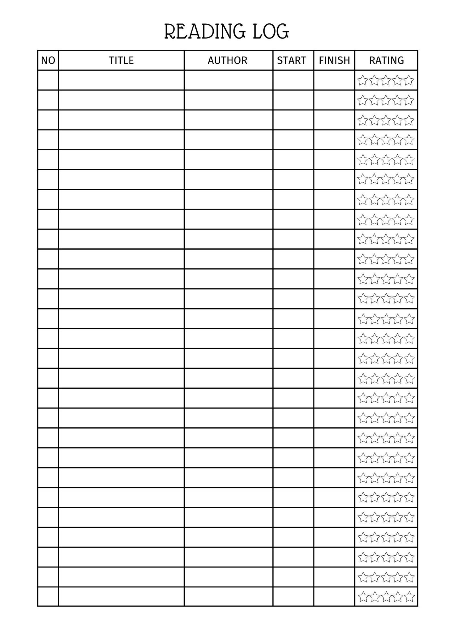 PRINTABLE Reading Log Minimalist | Simple Reading Tracker | Book ...