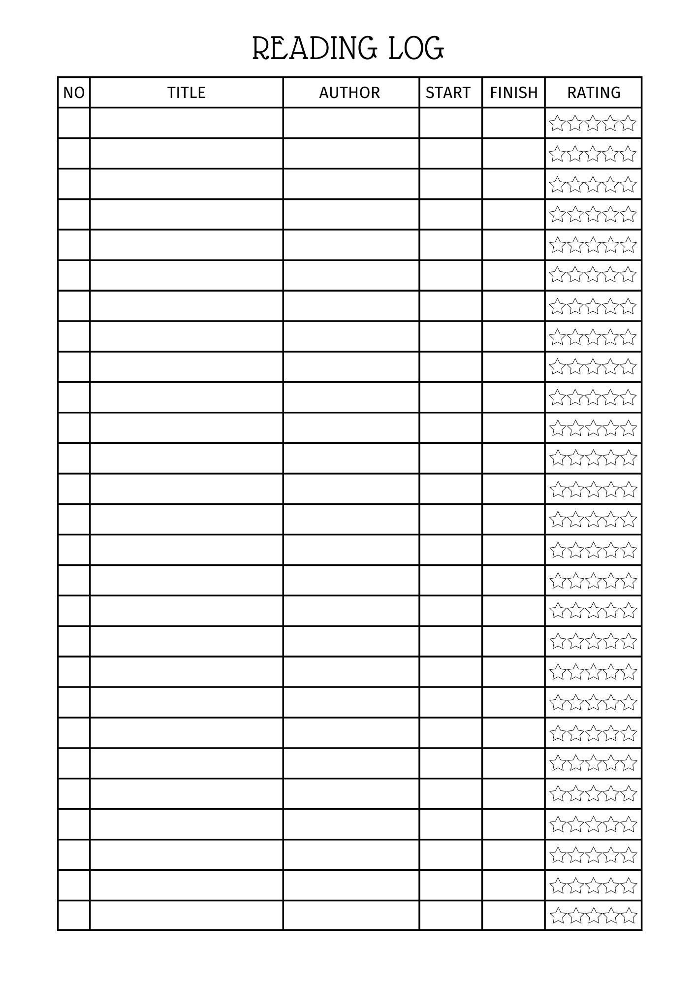 PRINTABLE Reading Log Minimalist Simple Reading Tracker Book Tracker ...