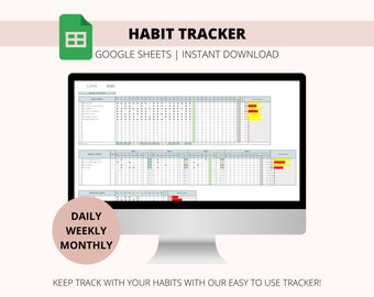 Habit Tracker Spreadsheet Digital Habit Tracker Google Sheet Habit ...