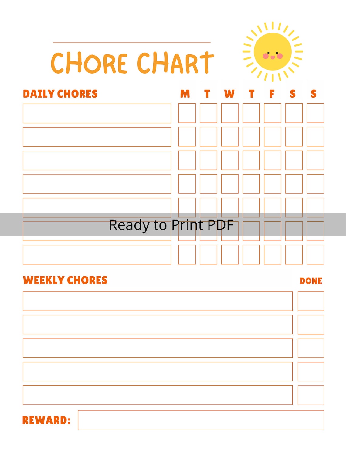 EDITABLE Kids Daily & Weekly Chore Chart Kids Reward Chore Chart Kids ...