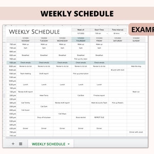 Weekly Schedule Google Sheets | Daily Schedule | Digital Weekly ...