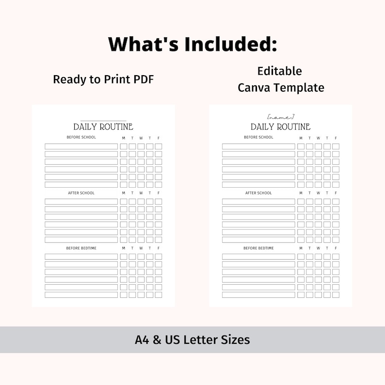 EDITABLE Kids Daily Checklist - Minimalist | Kids Routine Checklist ...