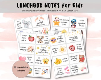 Lunch Box Notes for Kids, Positive Affirmations for Kids, Lunchbox ...
