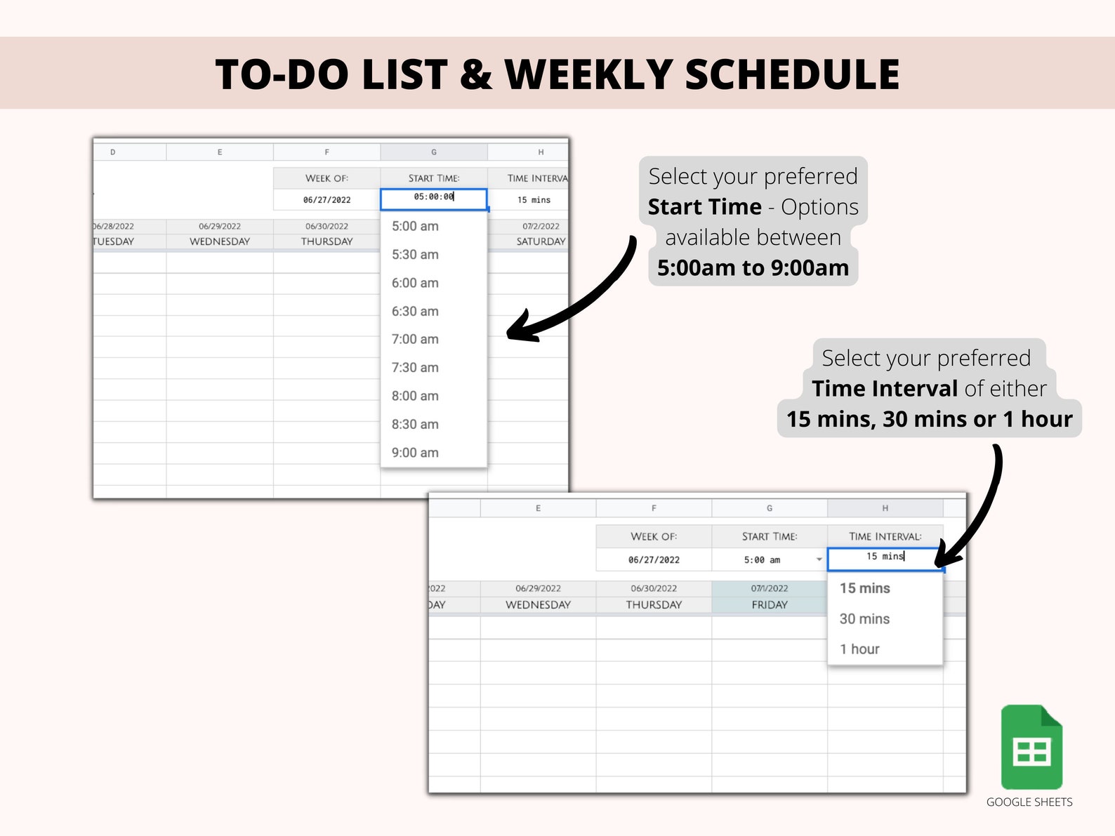 To Do List and Weekly Schedule Google Sheets | Daily Schedule | to Do ...