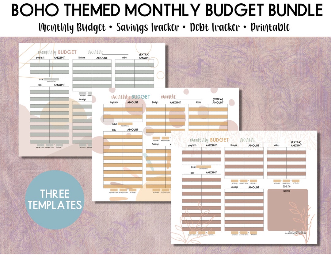 Monthly Budget in Boho Style Simple Design - Etsy