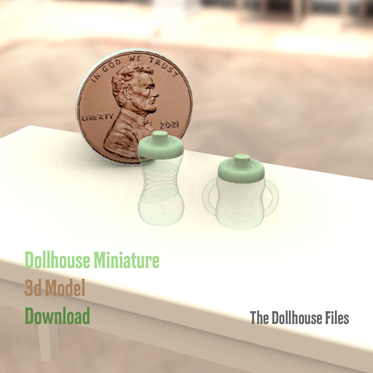 3D Printer STL File Sippy Cup Baby Bottle Dollhouse Miniature 3D ...