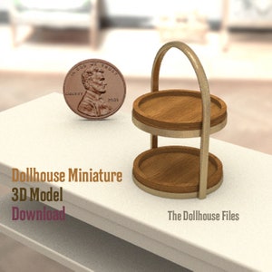 3D Printer STL File Two Tier Tray Stand Dollhouse Miniature 3D ...
