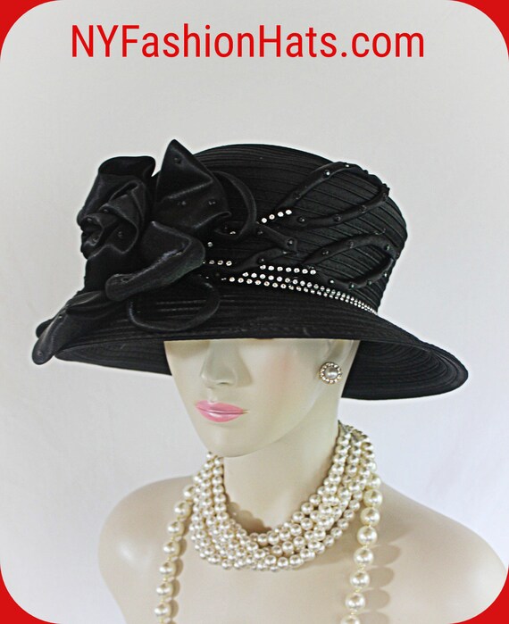 Women's Couture Black and White Satin Hat Formal Designer - Etsy